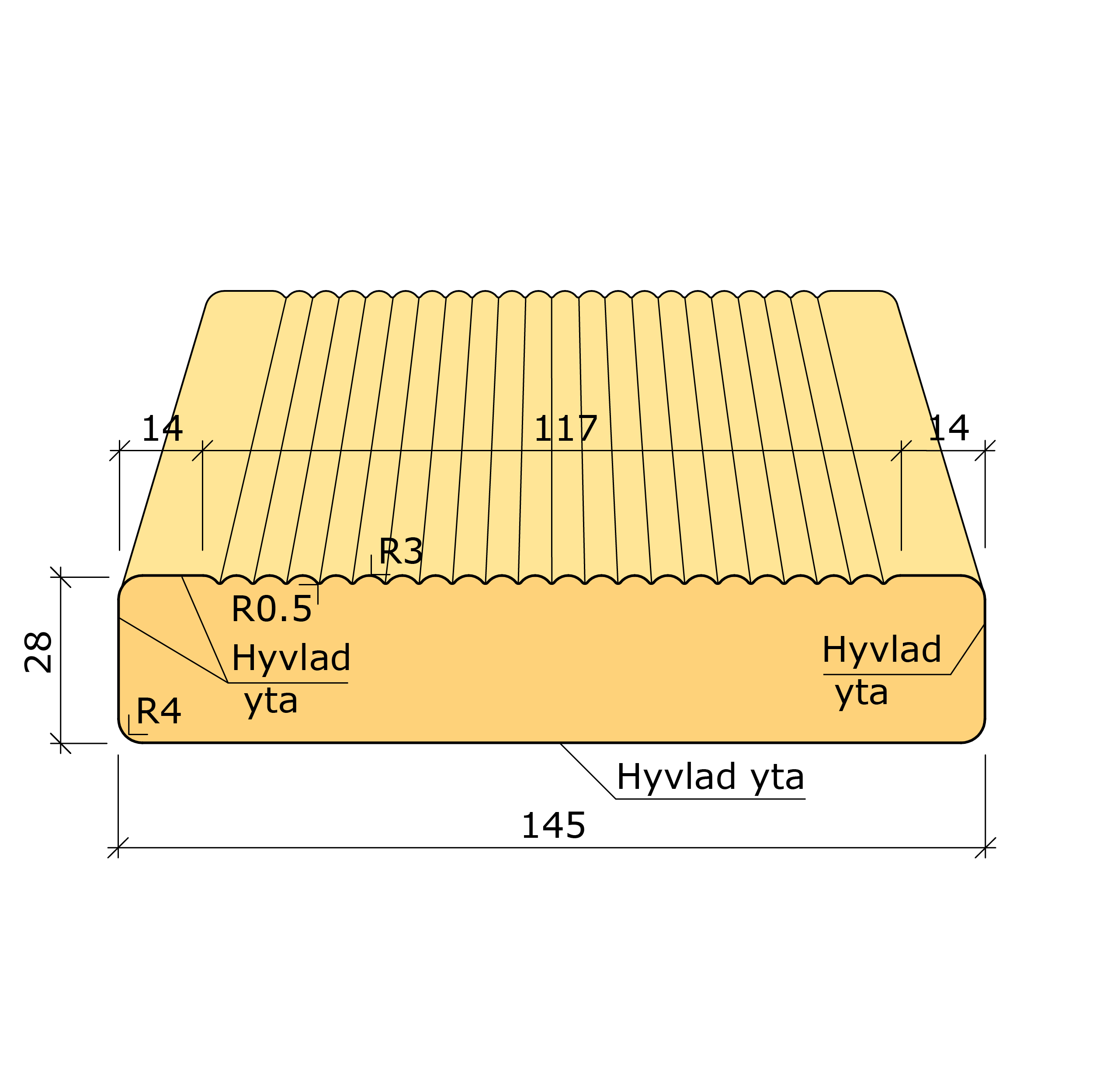 Rillad trall brun imp NTR AB G4-2 28x145 - TräGuiden